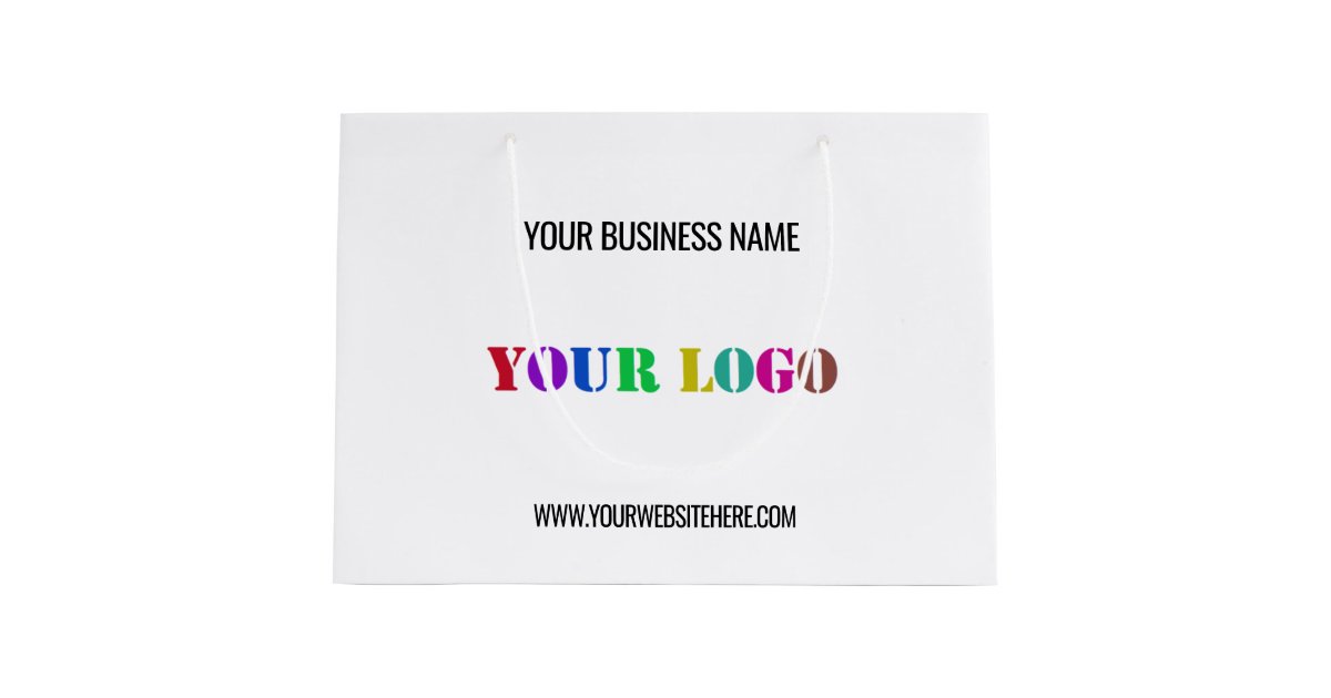 Business Logo Text Promotional Gift Bag Template | Zazzle
