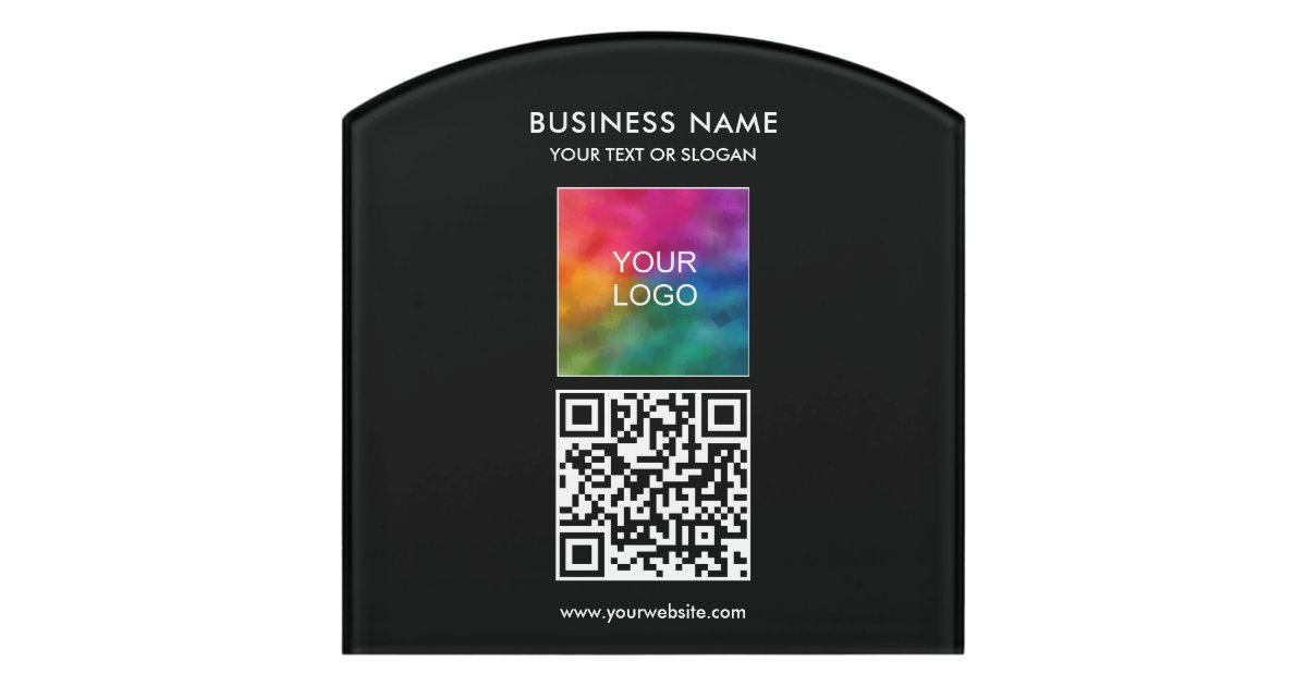 Business Logo Text QR Code Best Create Your Own Door Sign | Zazzle