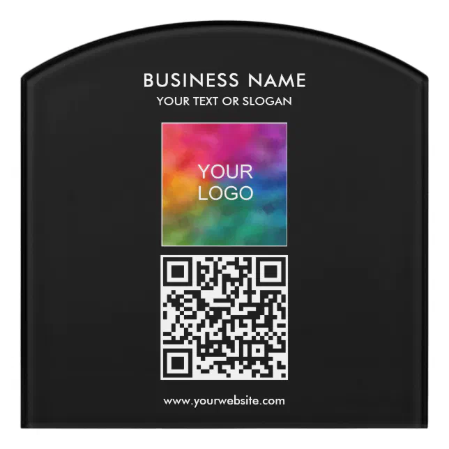 Business Logo Text QR Code Best Create Your Own Door Sign | Zazzle