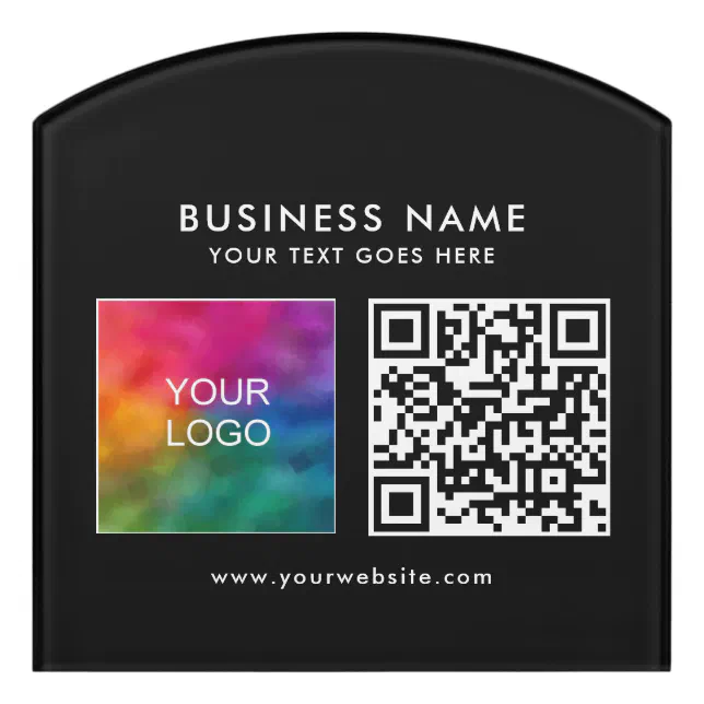 Business Logo Text QR Code Template Modern Custom Door Sign | Zazzle