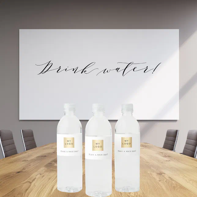 Business logo text water bottle label | Zazzle