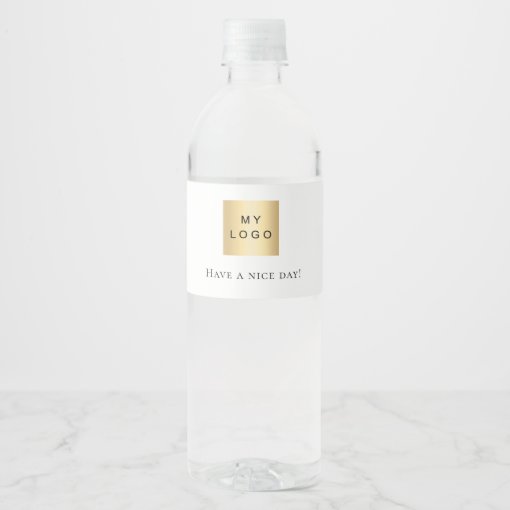 Business logo text water bottle label | Zazzle