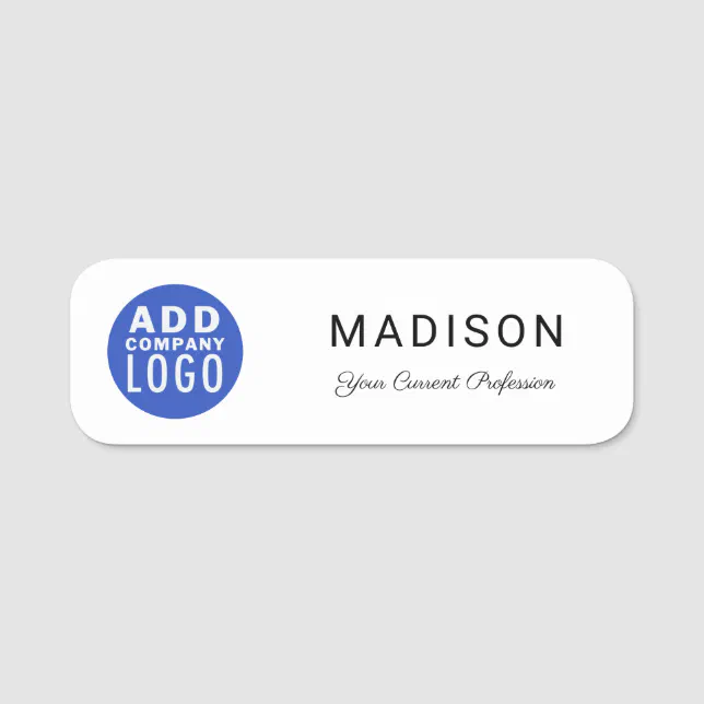 Business Logo Tradeshow Company Representative Name Tag | Zazzle