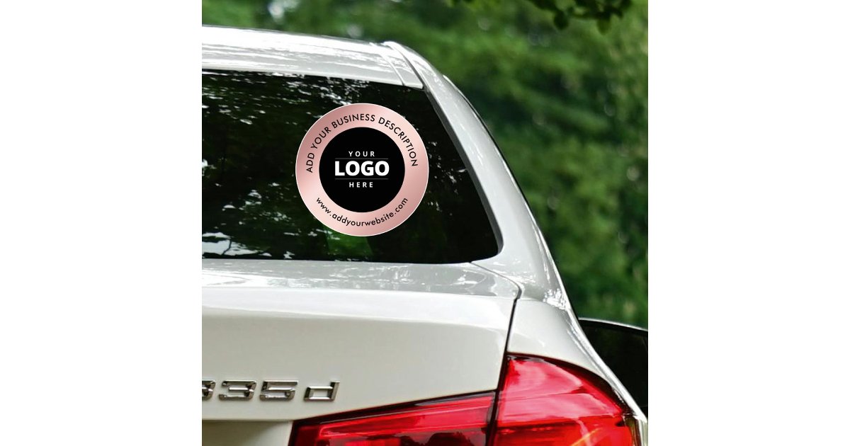 Business Logo Website Car Window Decal Rose Gold | Zazzle