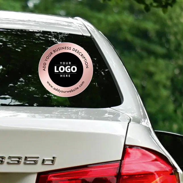 Business Logo Website Car Window Decal Rose Gold | Zazzle
