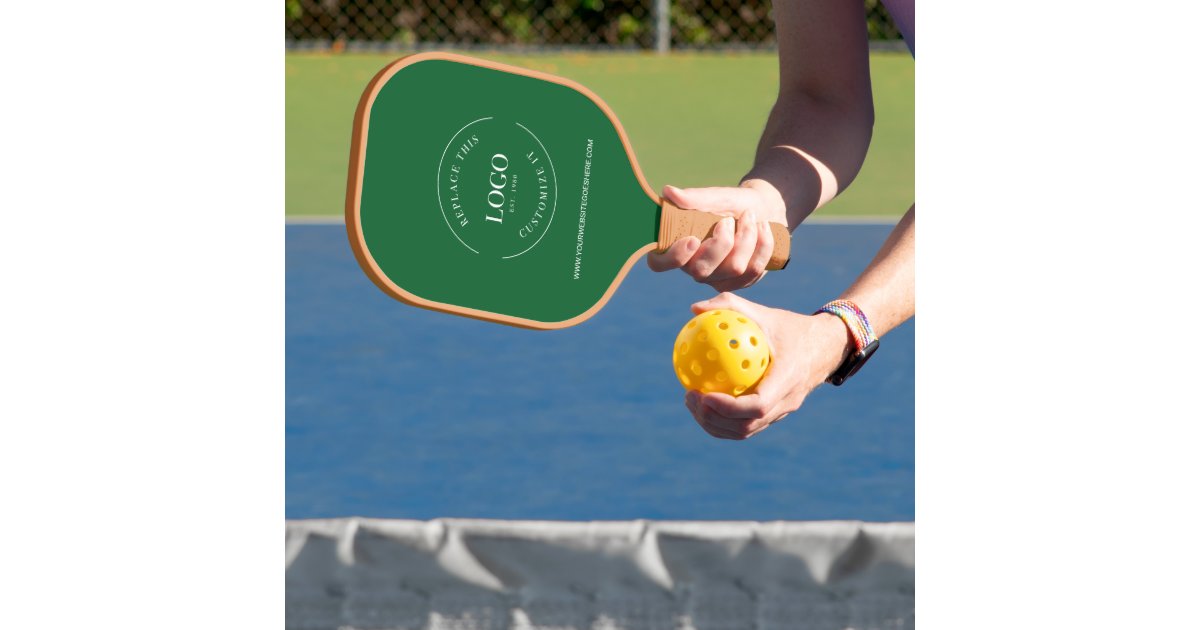 Business logo WEBSITE Green black Promotional Pickleball Paddle | Zazzle