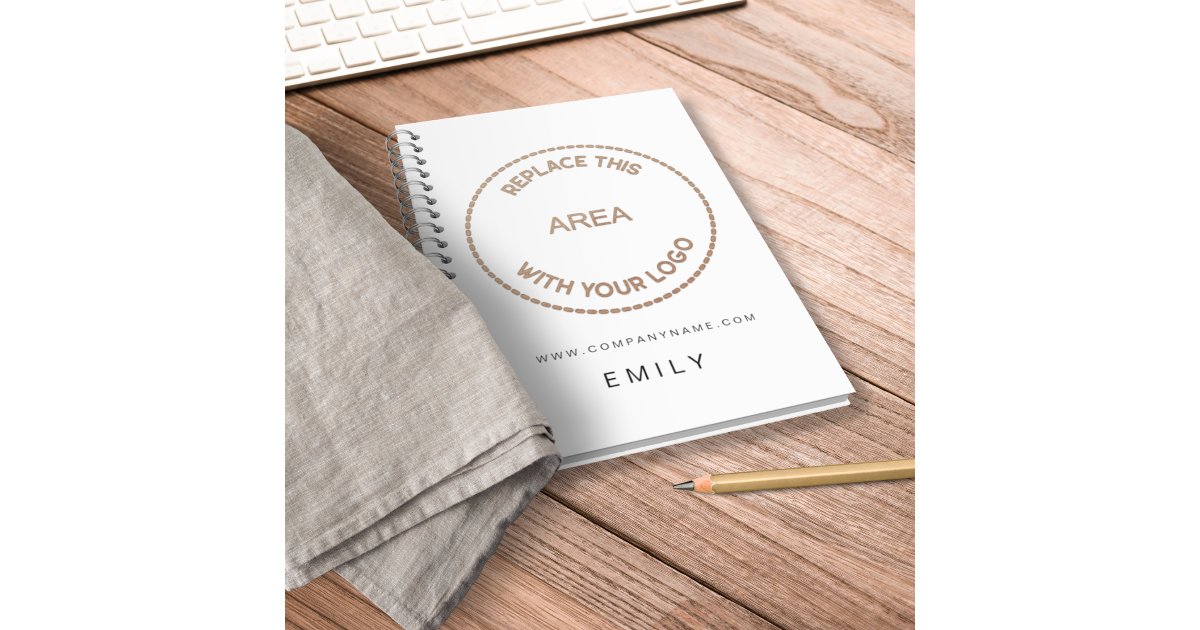 Business Logo Website Name White Notebook | Zazzle
