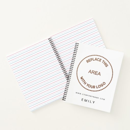 Business Logo Website Name White Notebook | Zazzle