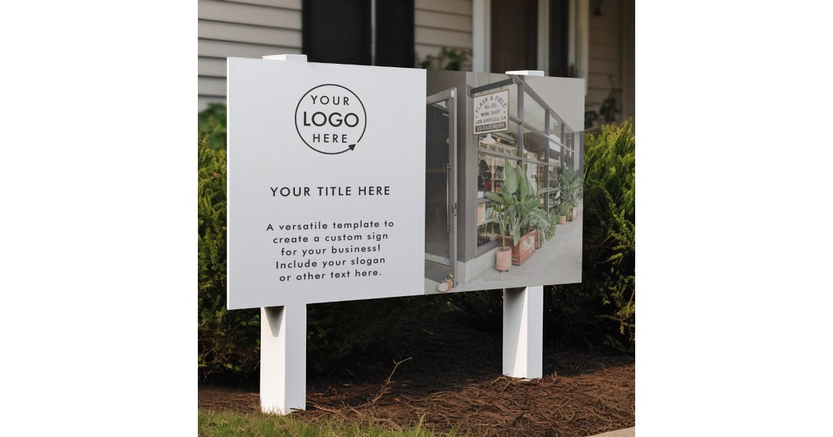 Business Logo | White Minimalist Modern Photo Sign | Zazzle