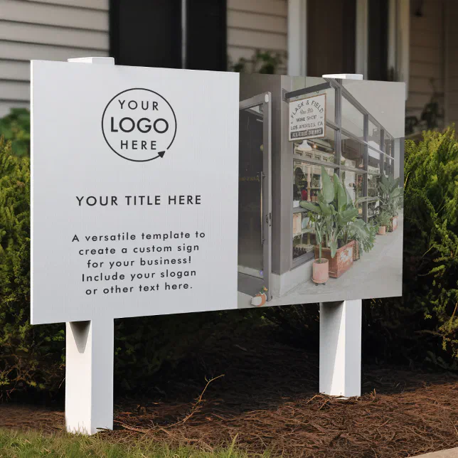 Business Logo | White Minimalist Modern Photo Sign | Zazzle