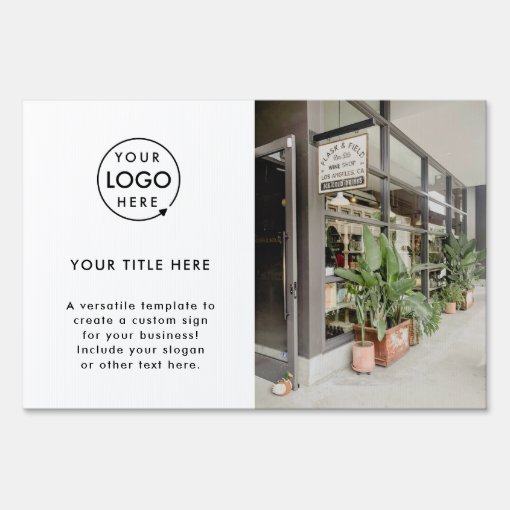 Business Logo | White Minimalist Modern Photo Sign | Zazzle