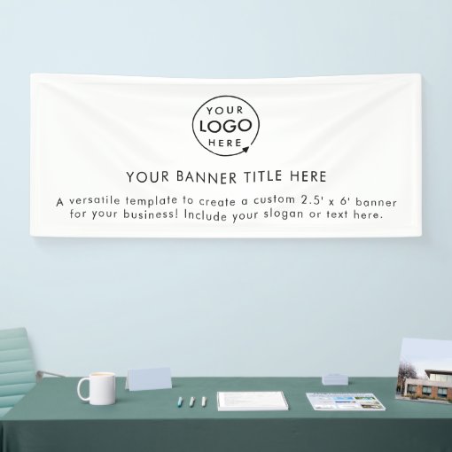 Business Logo | White Minimalist Modern Simple 6' Banner | Zazzle