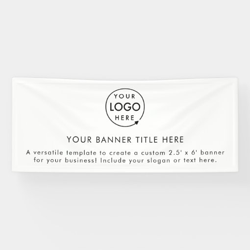 Business Logo | White Minimalist Modern Simple 6' Banner | Zazzle
