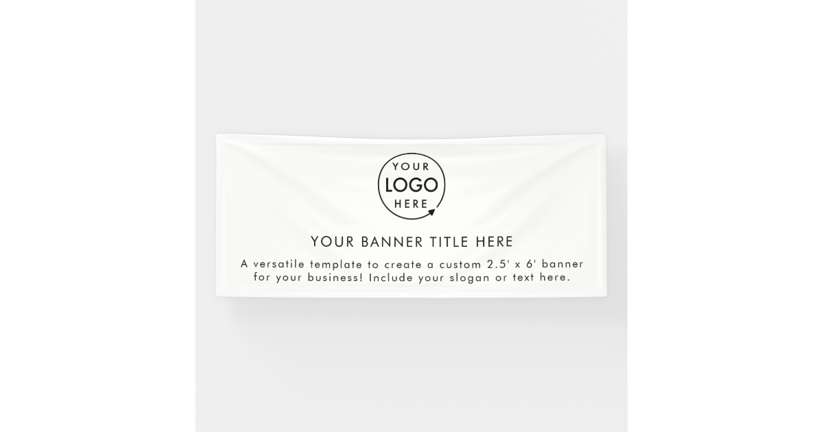 Business Logo | White Minimalist Modern Simple 6' Banner | Zazzle