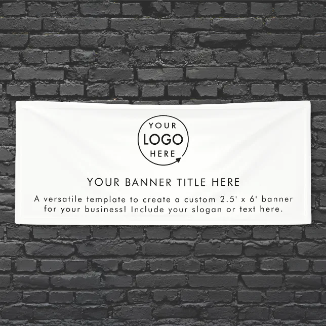 Business Logo | White Minimalist Modern Simple 6' Banner | Zazzle