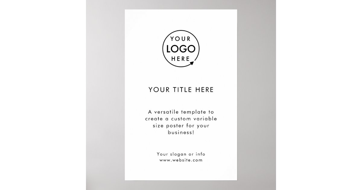 Business Logo | White Minimalist Modern Simple Poster | Zazzle