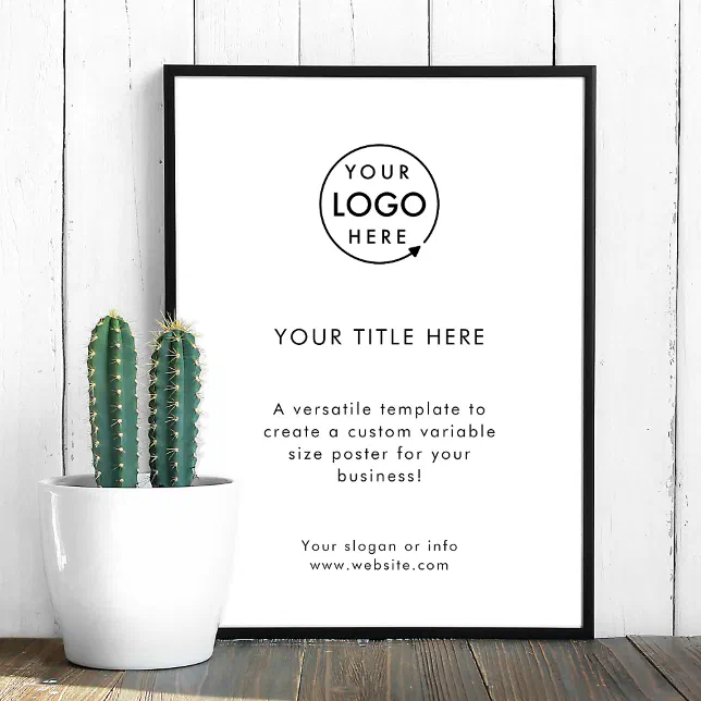 Business Logo | White Minimalist Modern Simple Poster | Zazzle