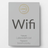 Business Logo Wifi Network Password Gray Plaque | Zazzle