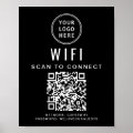 Business Logo Wifi Network QR Code Black Poster | Zazzle