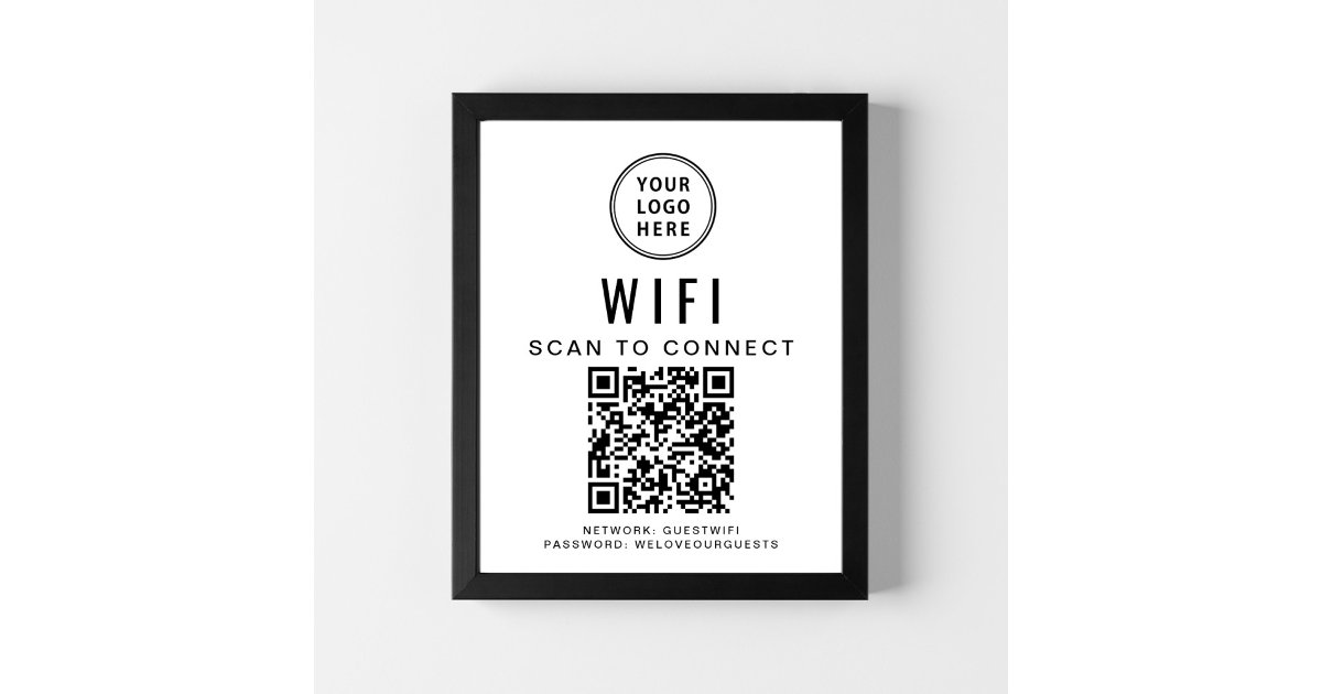 Business Logo Wifi Network QR Code Poster | Zazzle