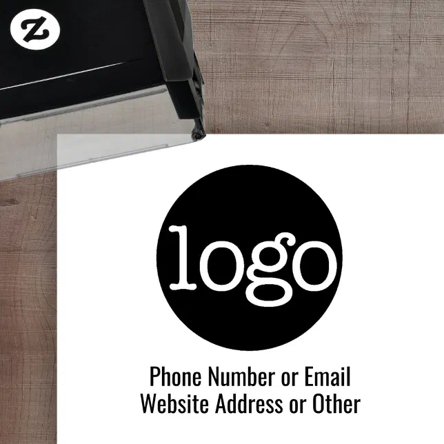 Business Logo with 2 Lines of Text Self-inking Stamp | Zazzle