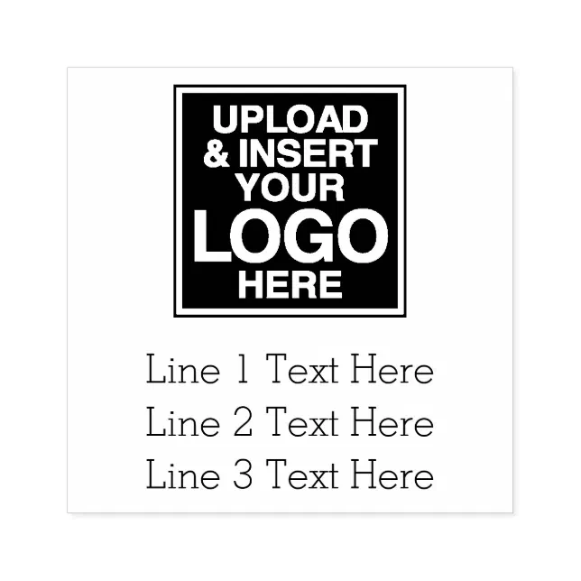 Business Logo with 3 Lines of Text Rubber Stamp | Zazzle