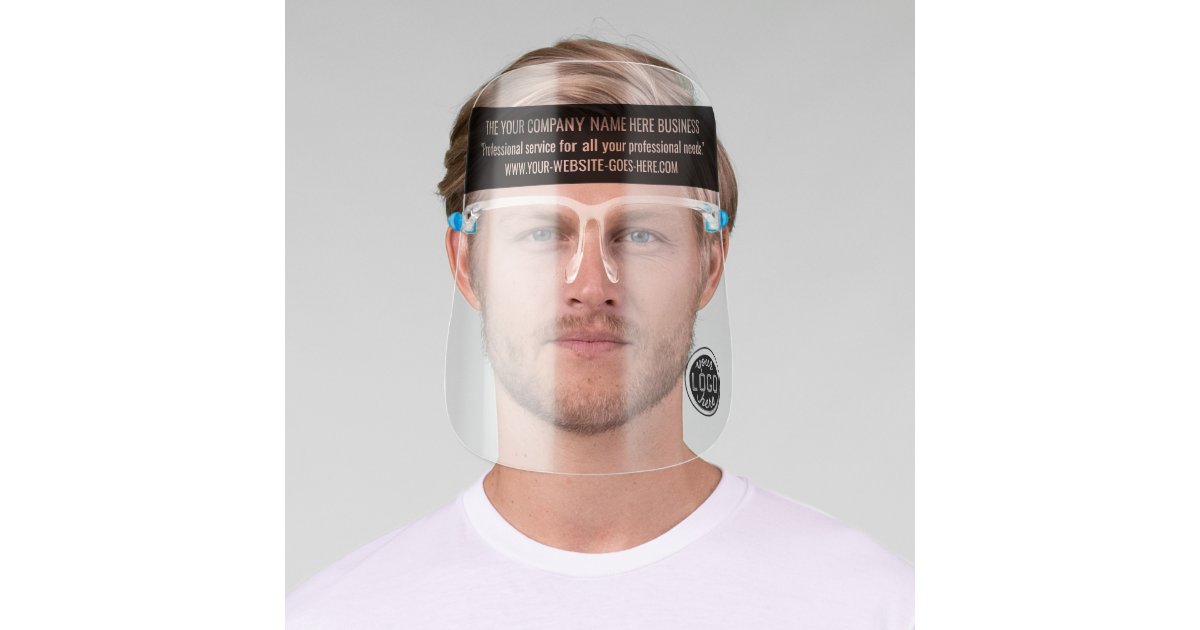 Business Logo with Name and Website Easy Branding Face Shield | Zazzle