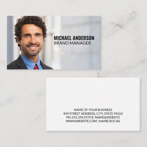 Business Man Portrait | Custom Add Photo Business Card | Zazzle