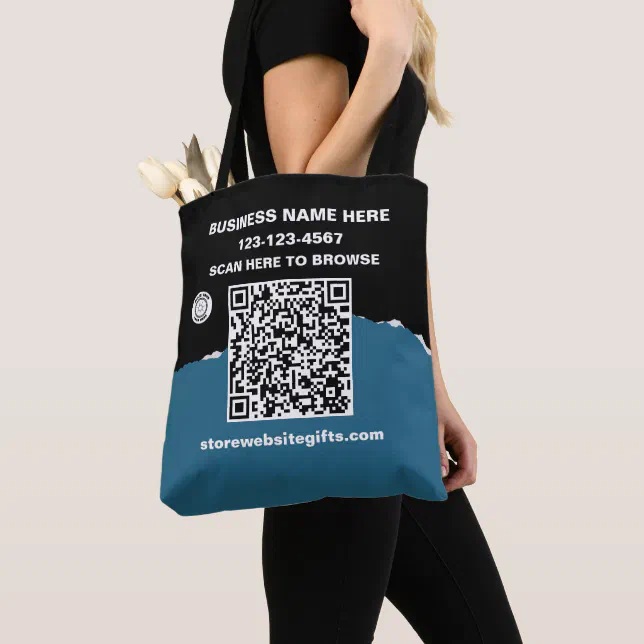 Business Marketing Promotional QR Code Logo Tote Bag | Zazzle