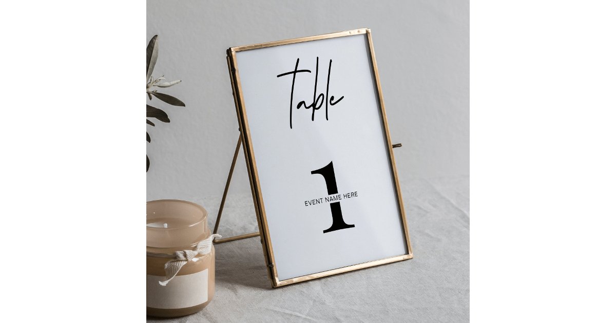 Business Minimalist Table Number Gala Dinner Event | Zazzle