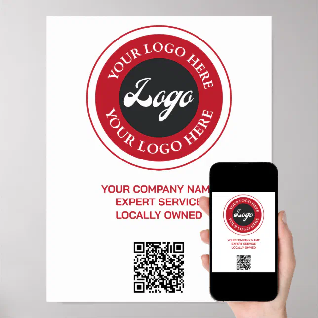 Business Modern Logo Social Media QR Code Poster | Zazzle
