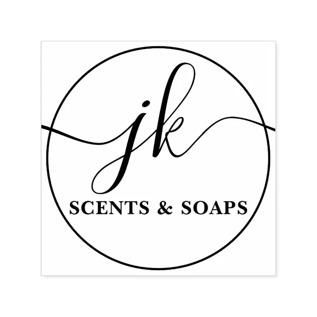 Business Monogram Script Logo Name Self-inking Stamp | Zazzle