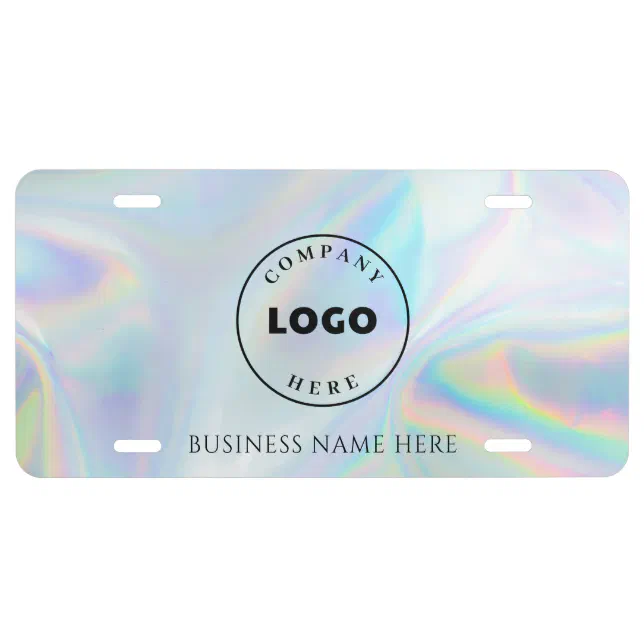 Business Name and Logo Employees Holographic License Plate | Zazzle