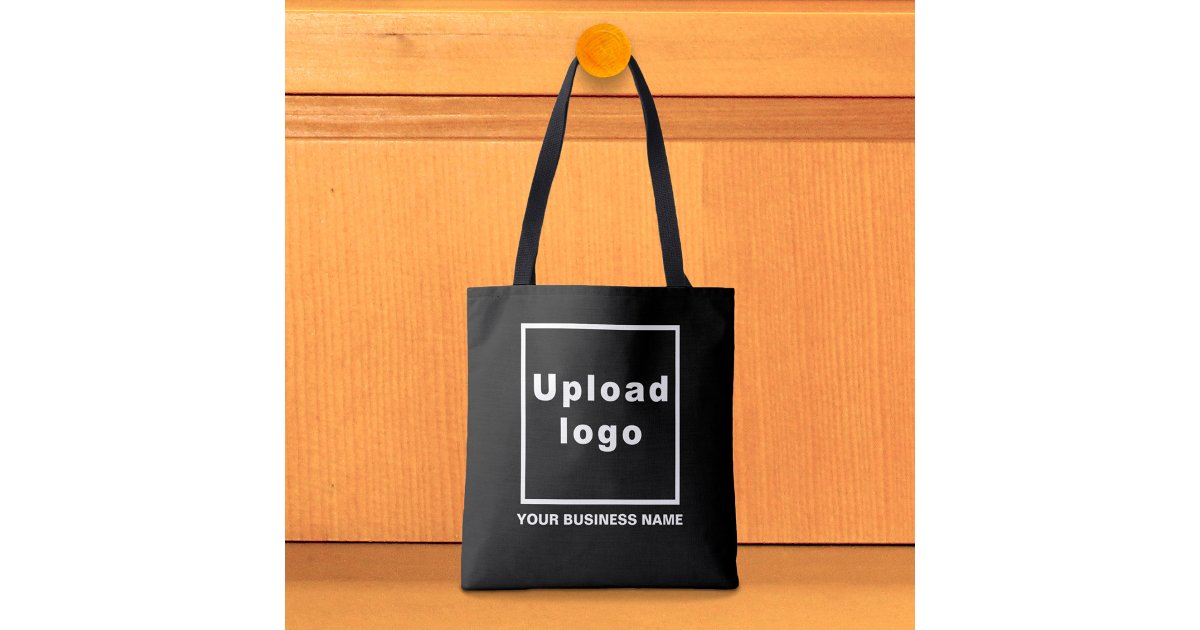 Business Name and Logo on Black Tote Bag | Zazzle