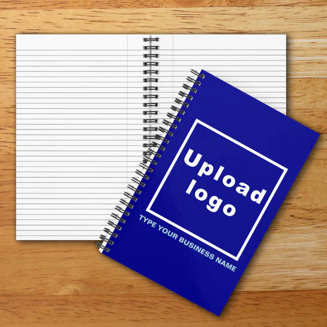 Business Name and Logo on Blue Spiral Notebook | Zazzle