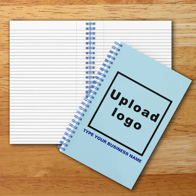 Business Name and Logo on Light Blue Spiral Notebook | Zazzle