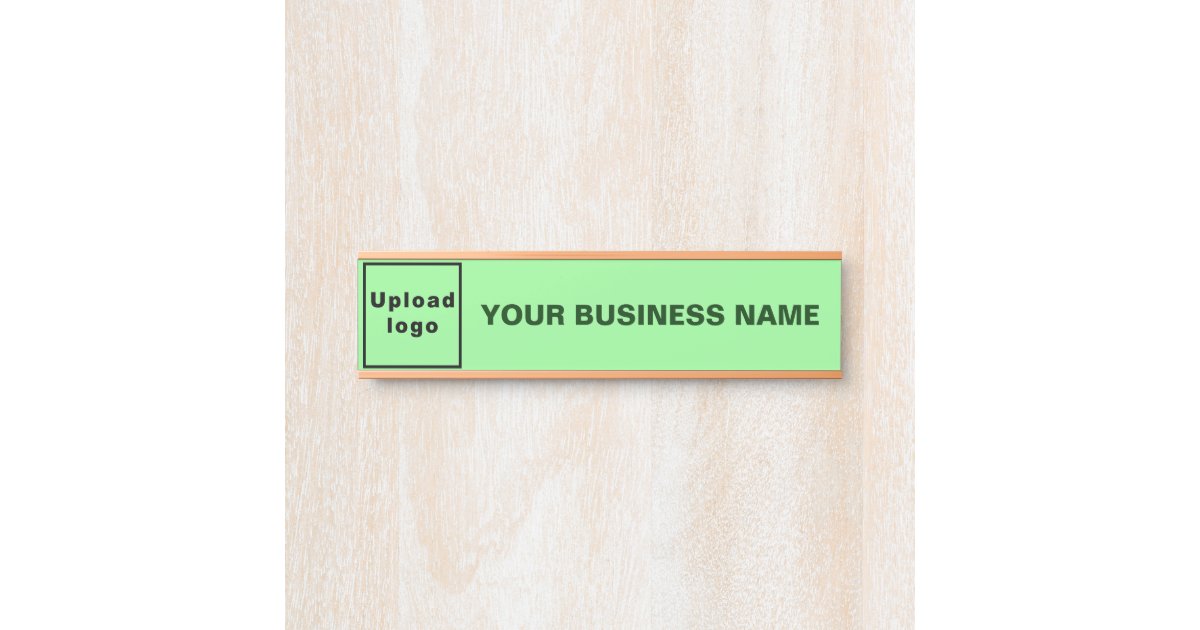 Business Name and Logo on Light Green Hanging Door Sign | Zazzle