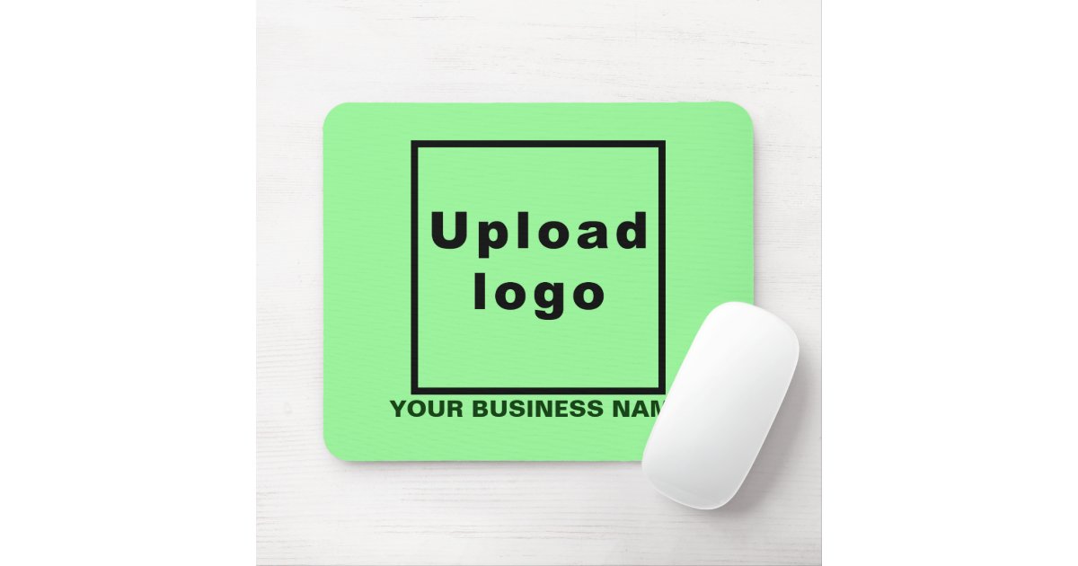 Business Name and Logo on Light Green Mouse Pad | Zazzle