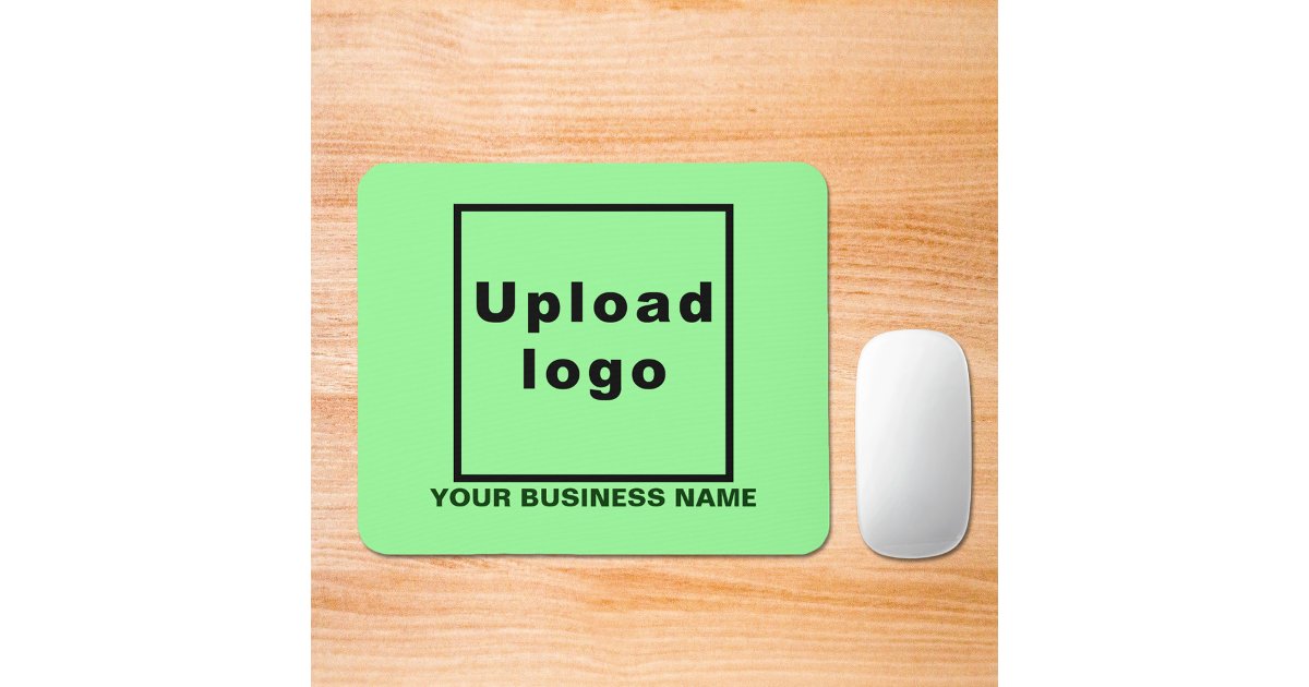 Business Name and Logo on Light Green Mouse Pad | Zazzle