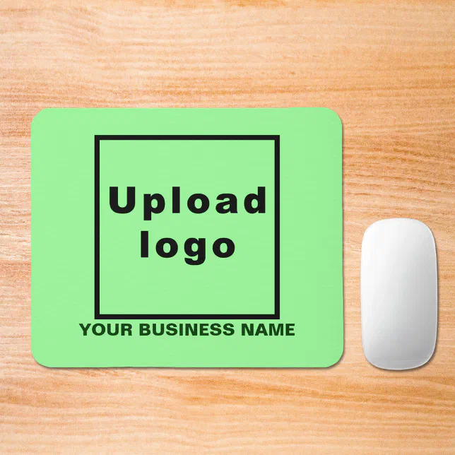 Business Name and Logo on Light Green Mouse Pad | Zazzle