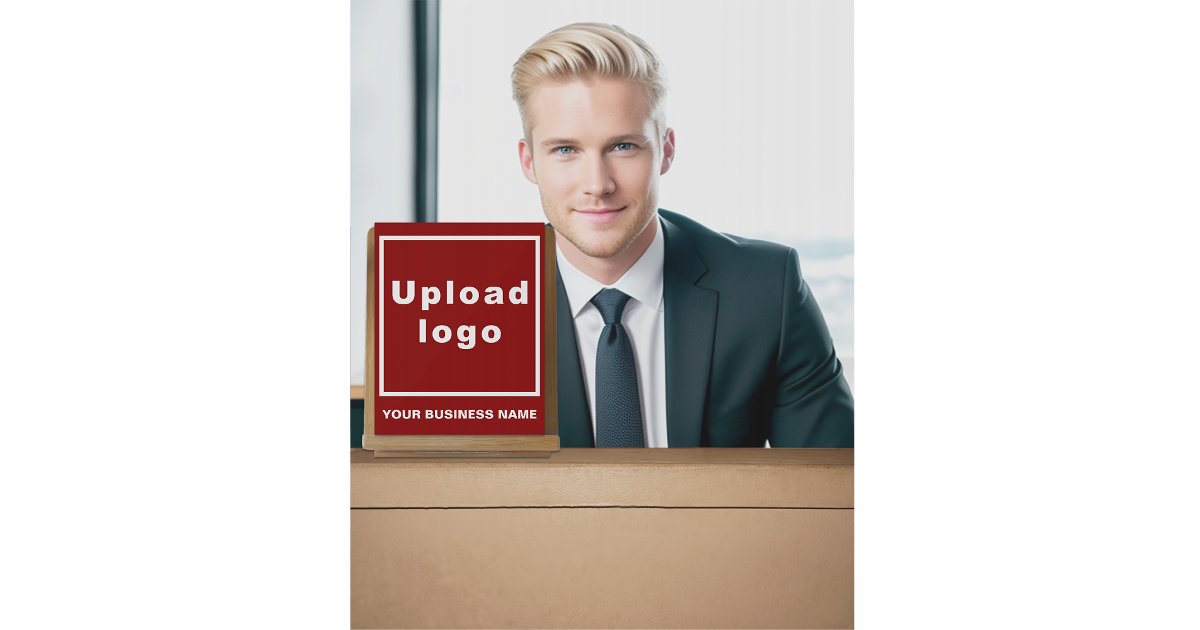 Business Name and Logo on Red Acrylic Sign | Zazzle