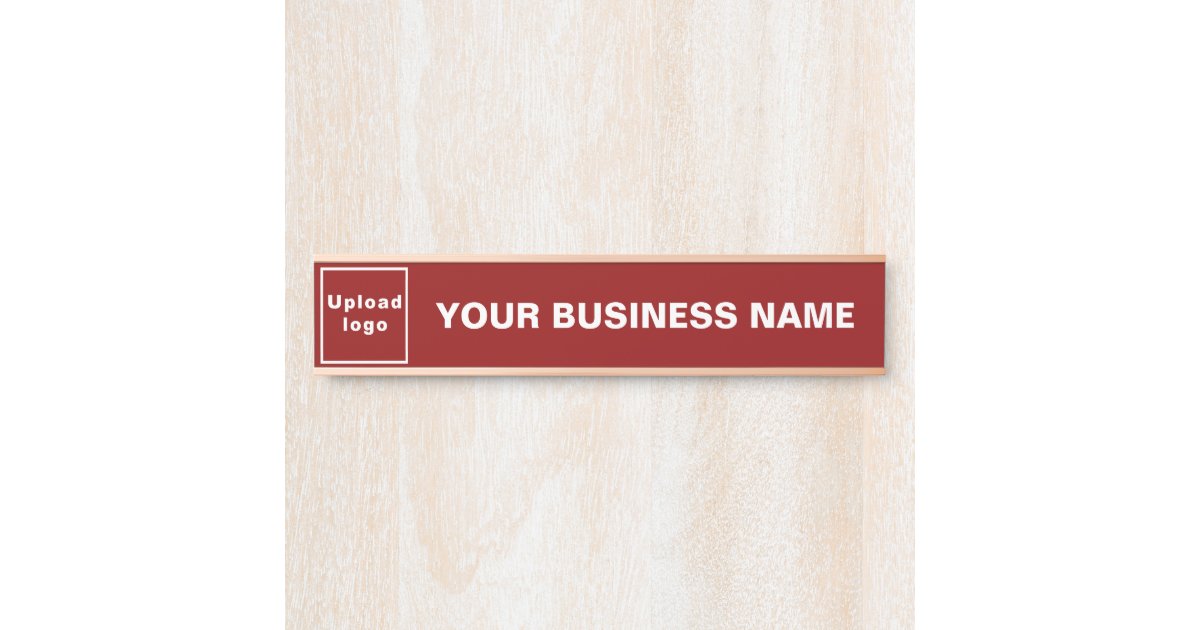 Business Name and Logo on Red Long Hanging Door Sign | Zazzle