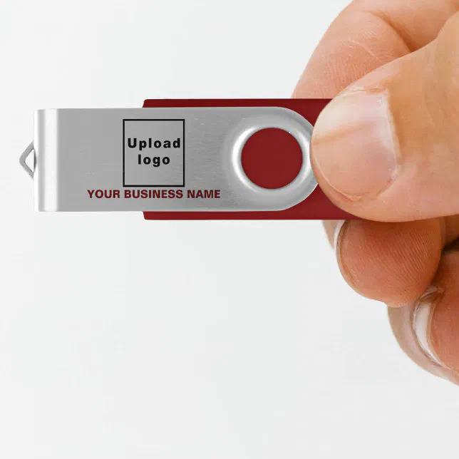 Business Name and Logo on Red USB Swivel Flash Drive | Zazzle