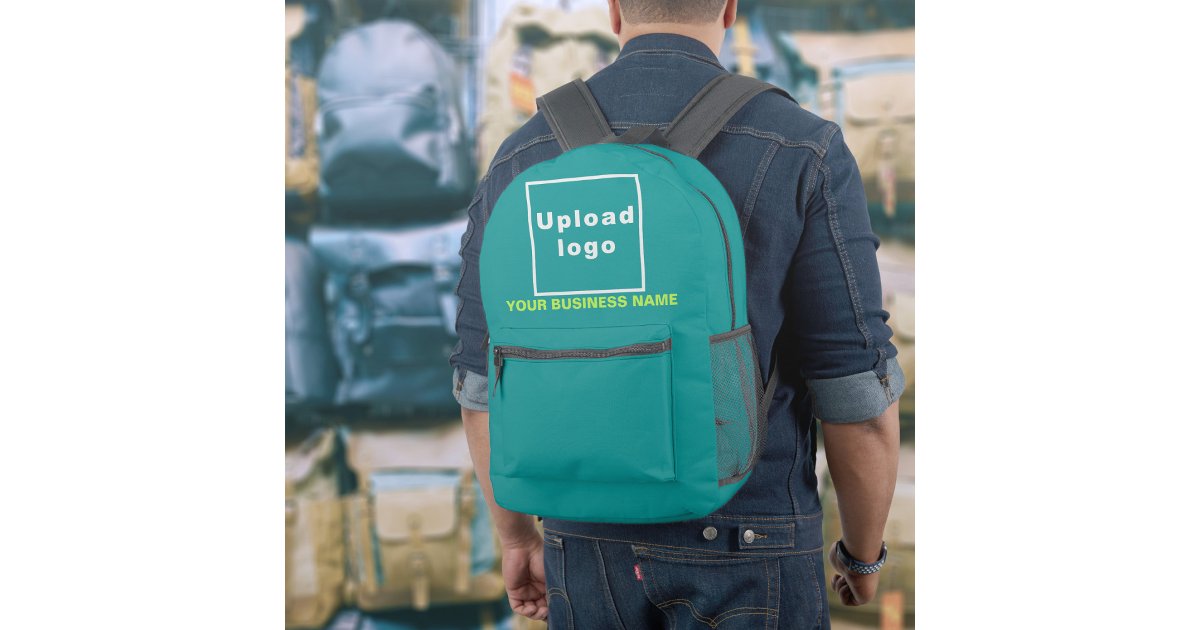 Business Name and Logo on Teal Green Backpack | Zazzle