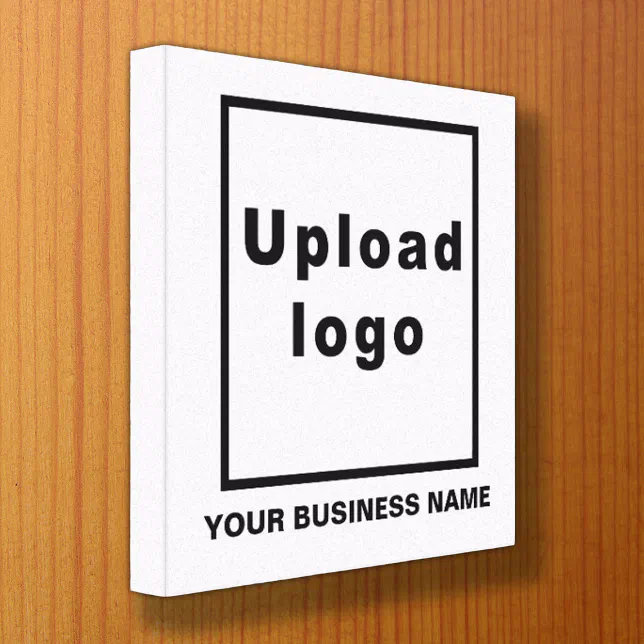 Business Name and Logo on White Square Canvas Print | Zazzle