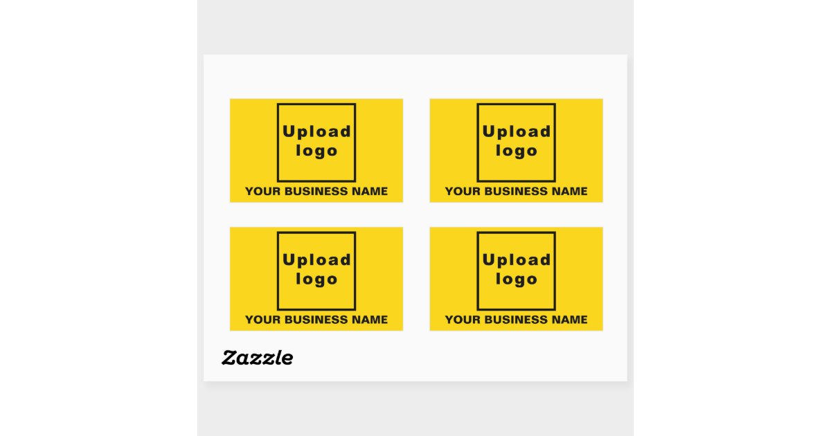 Business Name and Logo on Yellow Rectangle Sticker | Zazzle