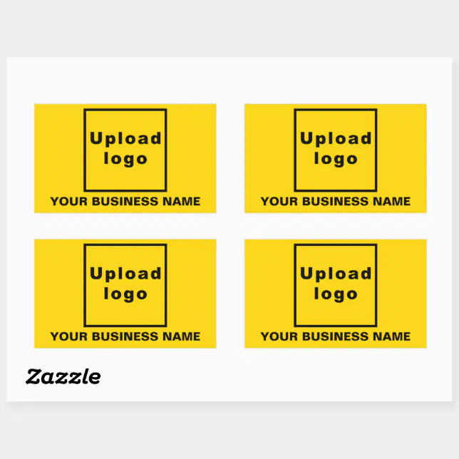 Business Name and Logo on Yellow Rectangle Sticker | Zazzle