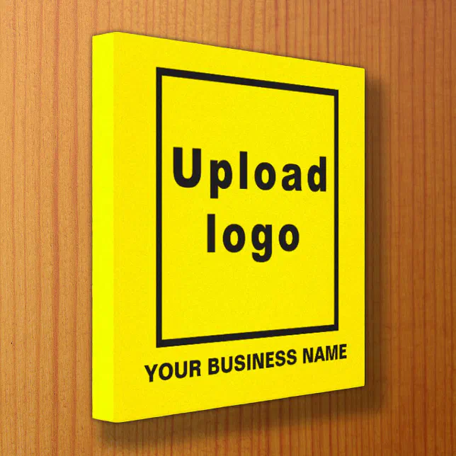 Business Name and Logo on Yellow Square Canvas Print | Zazzle