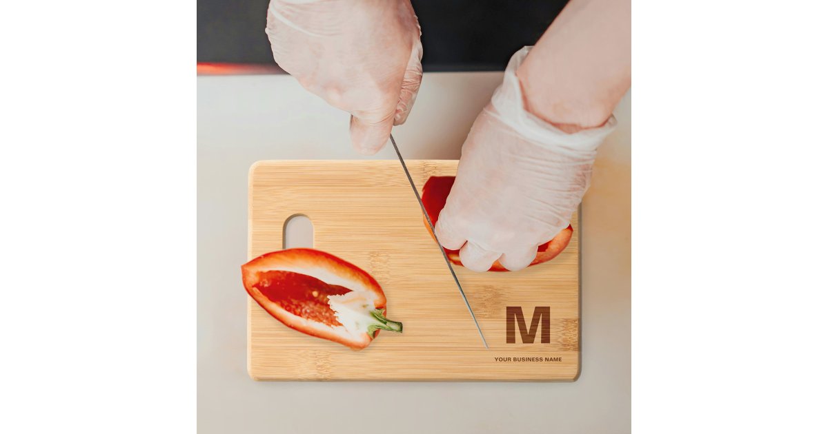 Business Name and Monogram on Bottom Right of Engraved Cutting Board ...