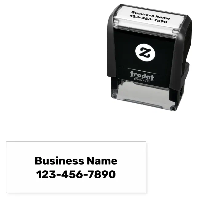 Business Name and Phone Number Text Template Self-inking Stamp | Zazzle